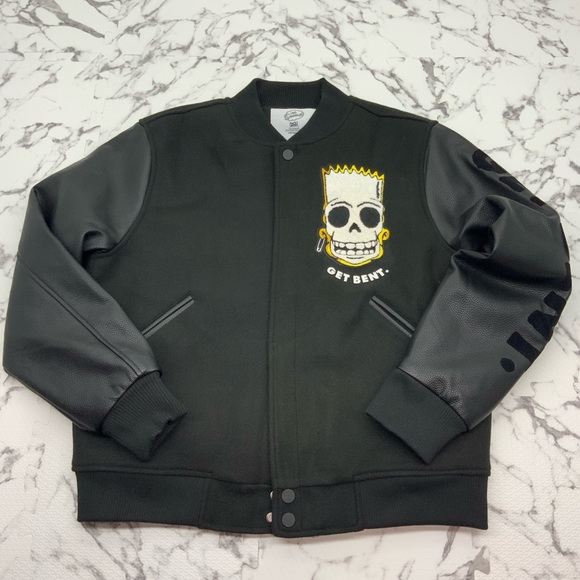 The Simpsons | Jackets & Coats | Mens Bart Simpson Get Bent Black White ...